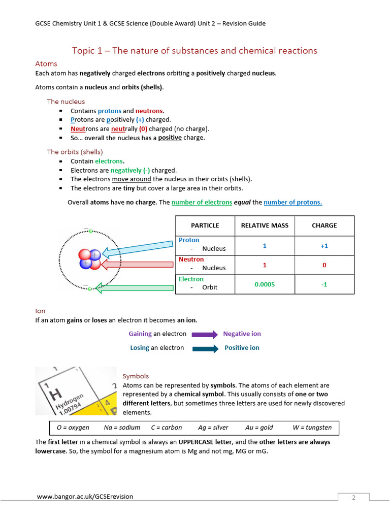 GCSE Chemistry Revision Guide | PDF | Ion | Chlorine