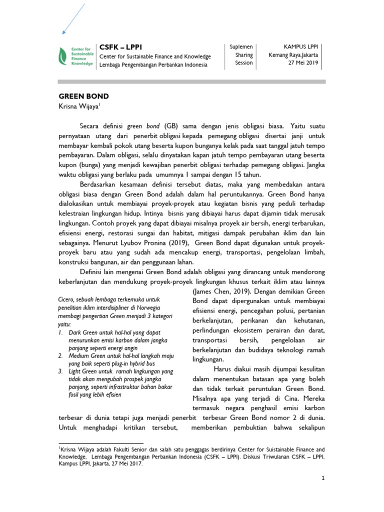 Wijaya, Krisna. 2019. Green Bond. Lembaga Pengembangan Perbankan ...