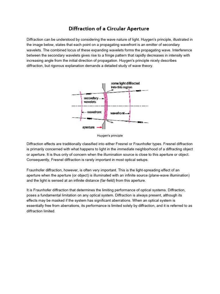 Diffraction of A Circular Aperture | PDF | Diffraction | Electrodynamics