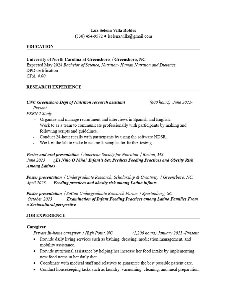 Annotated Resume 1 | Download Free PDF | Dietitian | Health Care