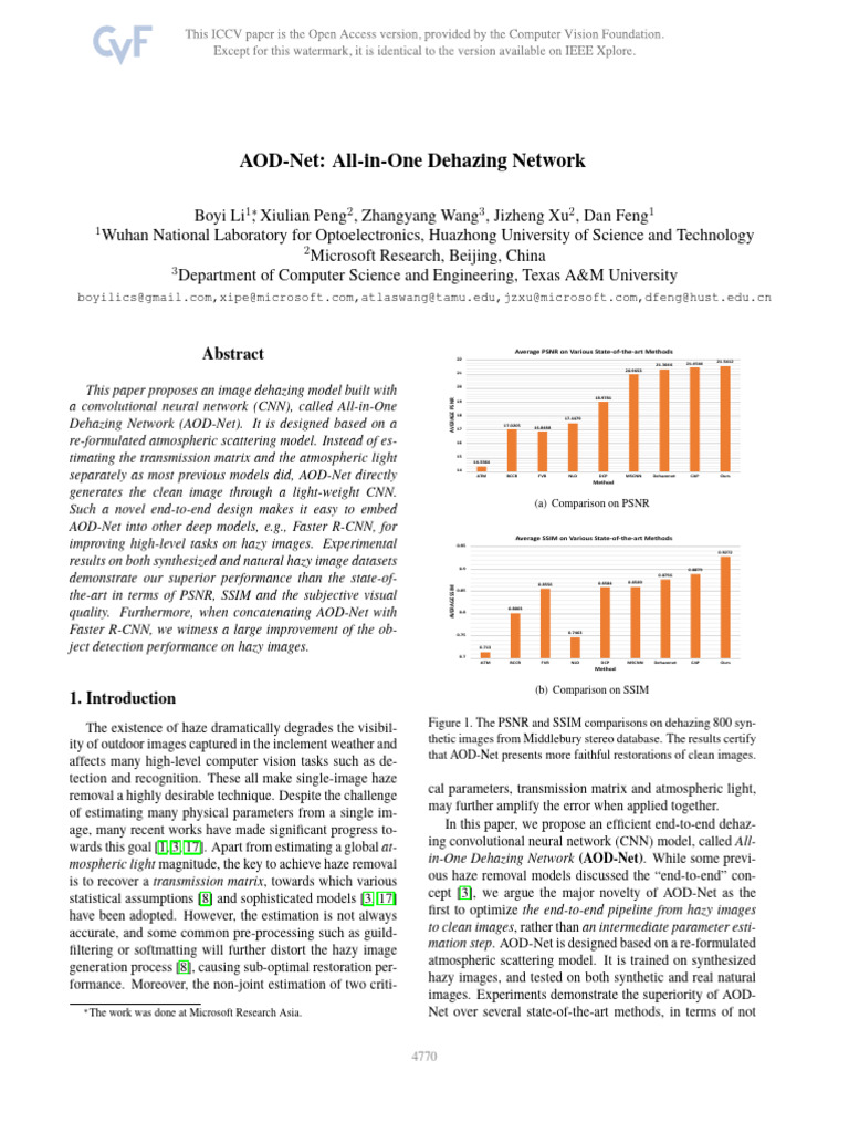 Li AOD-Net All-In-One Dehazing ICCV 2017 Paper 2 | PDF | Mean Squared Error | Computer Vision