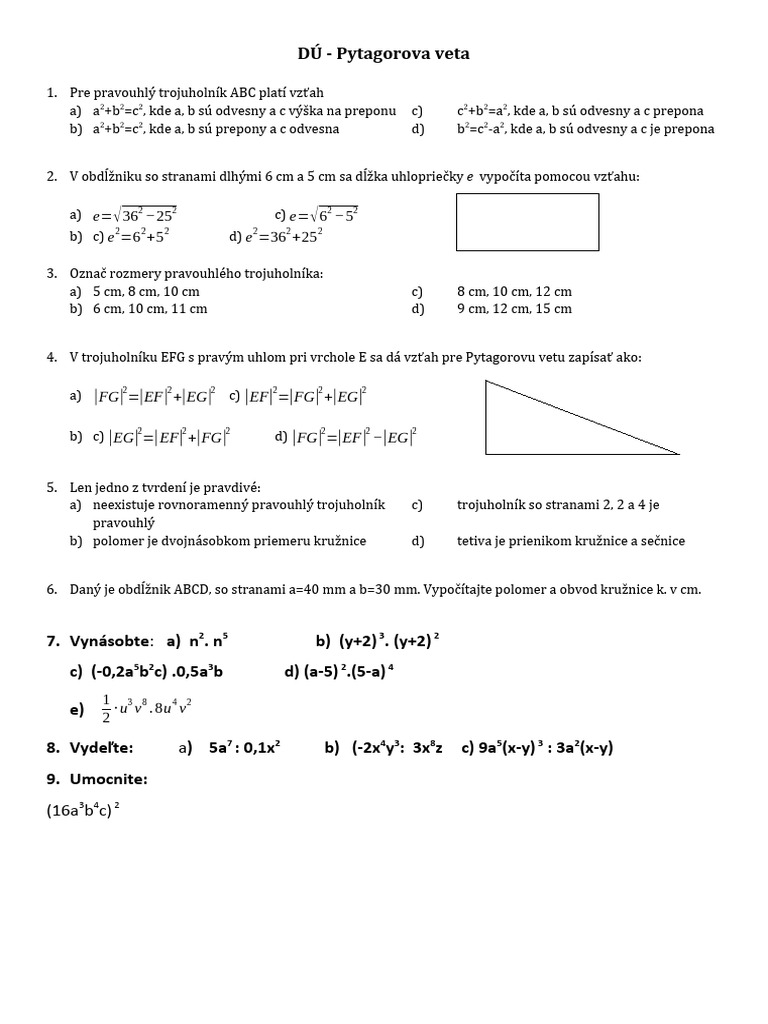 Pytagorova Veta, Mocniny | PDF