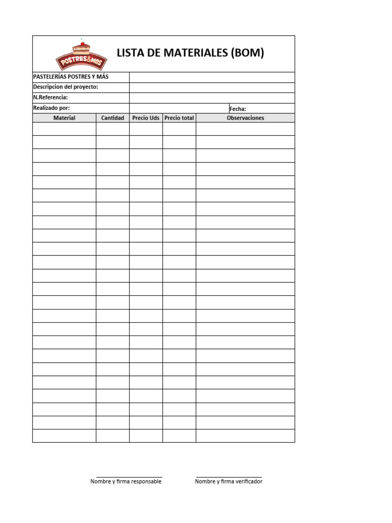 BOM Ejemplo de Formato | PDF