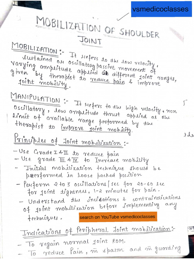 Mobilization of Shoulder Joint - 231028 - 193403 | PDF