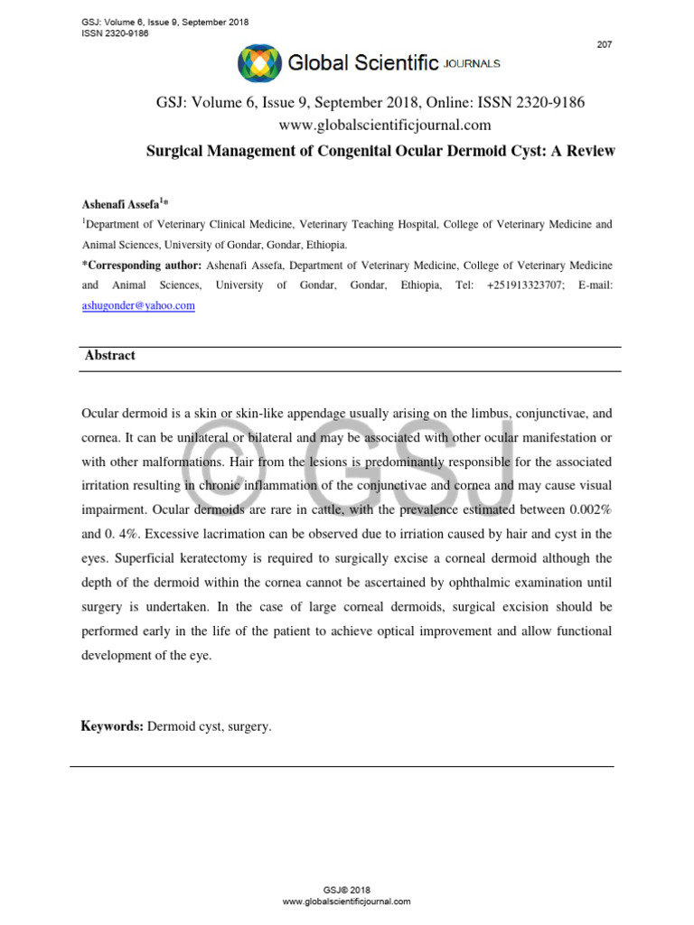 Congenital Ocular Dermoid Cyst A Review | PDF | Cornea | Human Eye