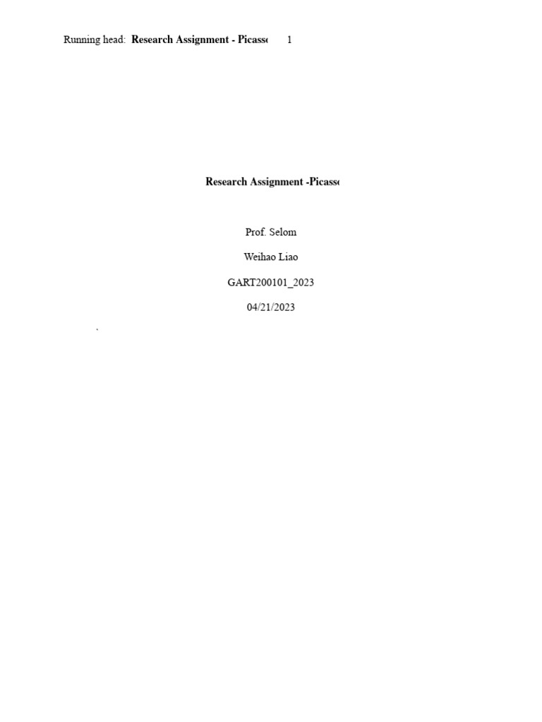 Research Assignment | PDF | Pablo Picasso | Paintings