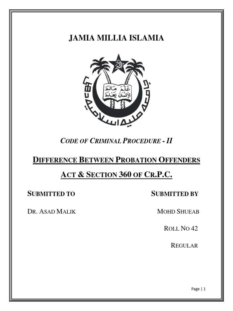 CRPC Assignment | PDF | Probation | Crimes