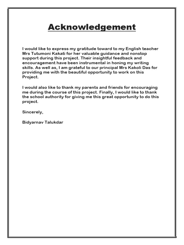 Acknowledgements for Project Support | PDF | Career & Growth