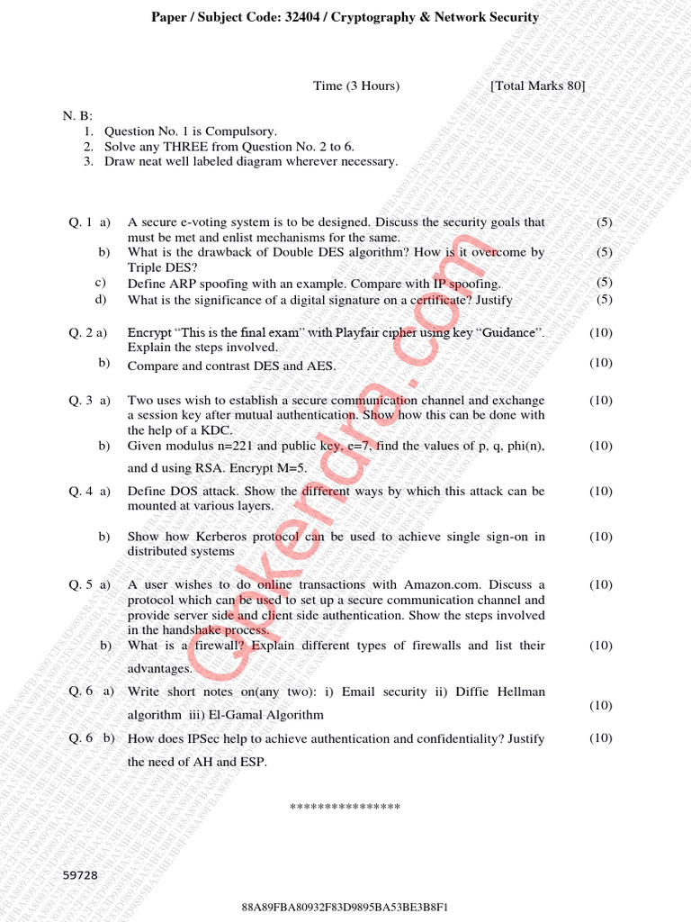 CNS Sem5 CBCS Inft Engg May19 | PDF | Security | Computer Security