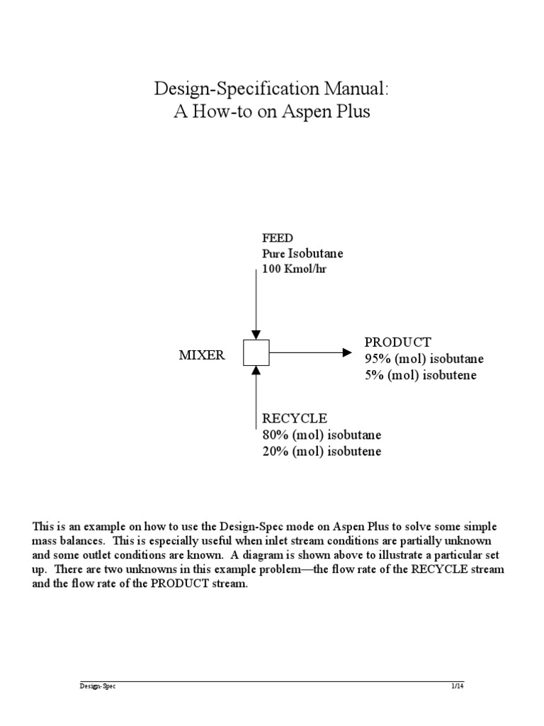 Design-Specification Manual: A How-To On Aspen Plus: Isobutane | PDF