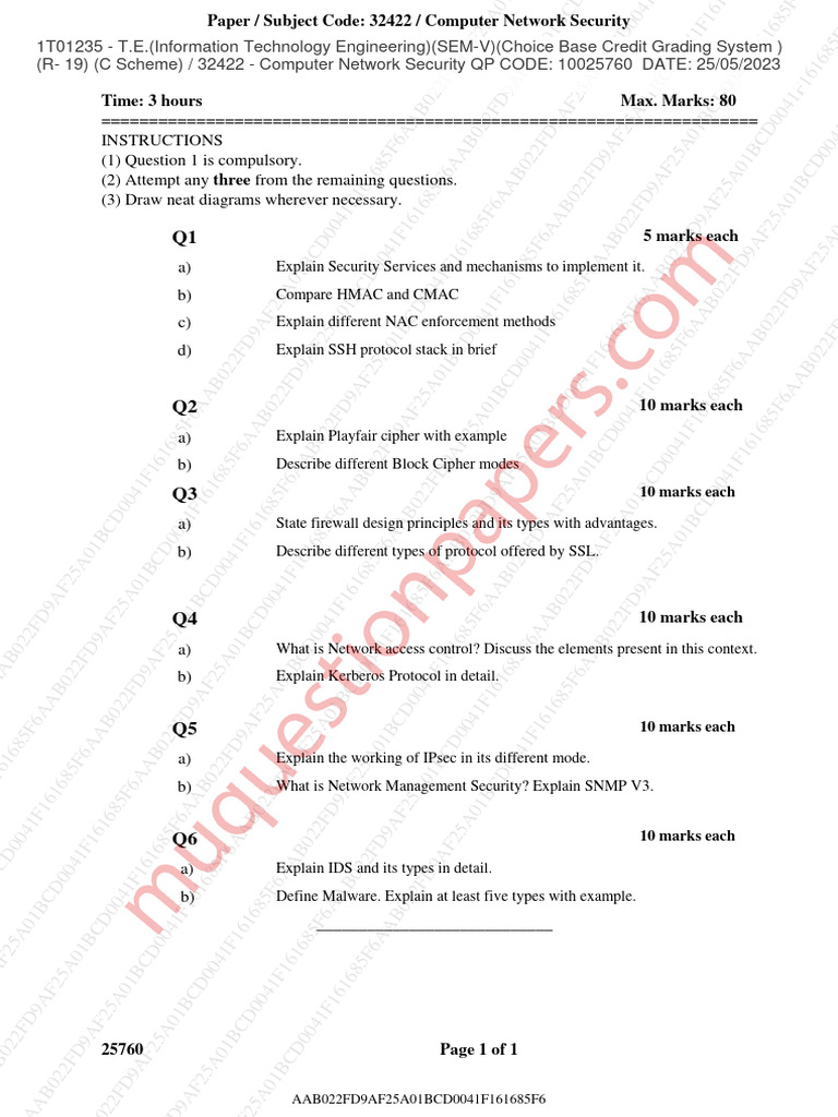 Computer Network Security Exam | PDF | Networking Standards | Computing
