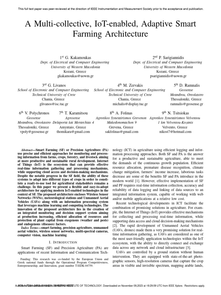 A Multi Collective Iot Enabled Adaptive Smart Farming Architecture Pdf Wireless Sensor 