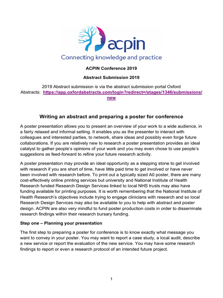 Conference 2019 Guidelines For Poster Abstract and Poster Design | PDF ...