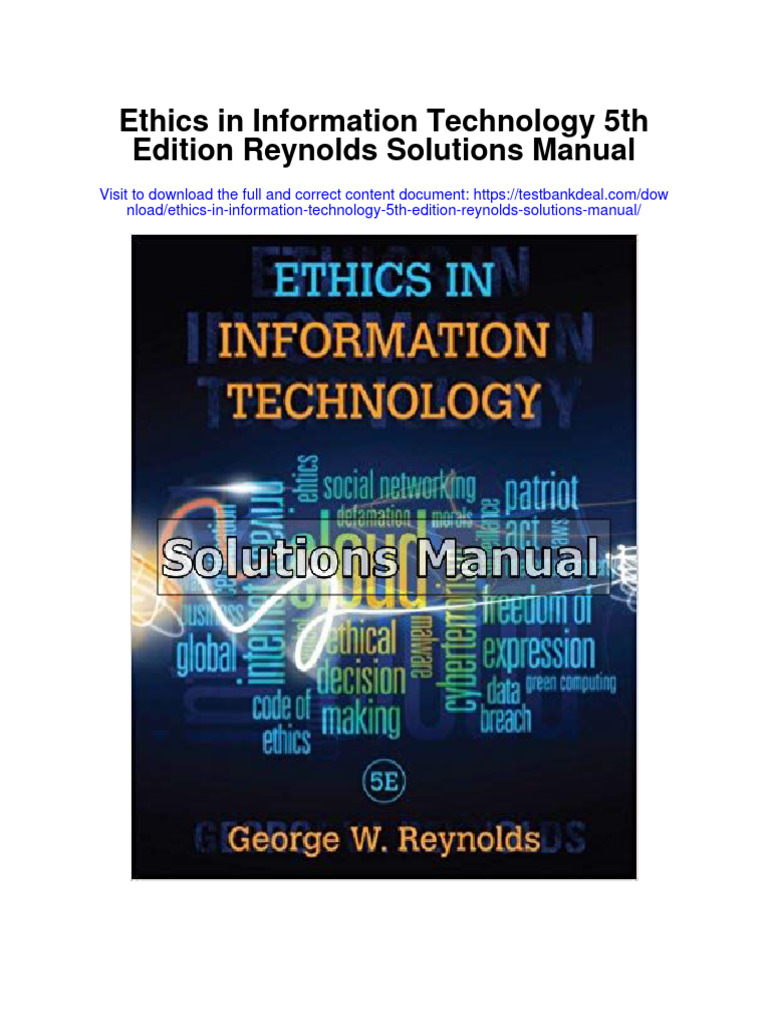 Ethics in Information Technology 5th Edition Reynolds Solutions Manual ...