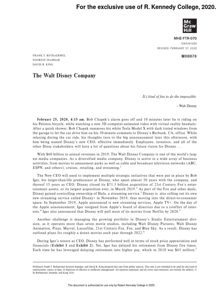 Disney Case | PDF | The Walt Disney Company | Walt Disney