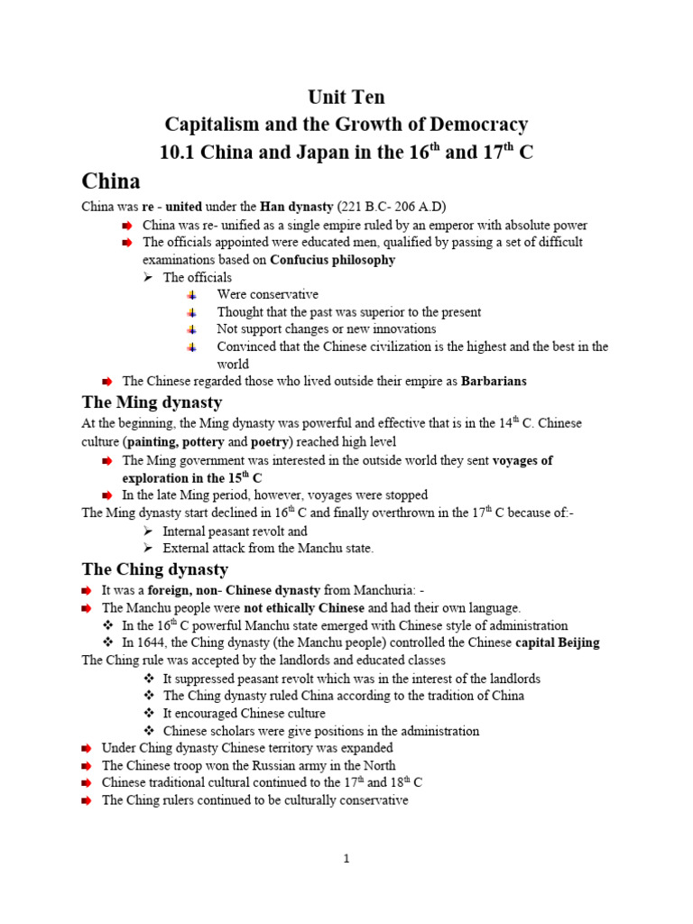 History Unit 10 - 11 | PDF | Qing Dynasty | Industrial Revolution