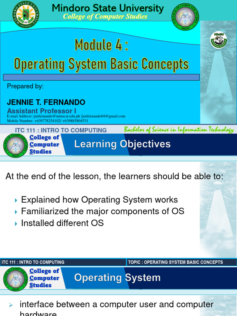 Module 4 ITC 111 | PDF | Operating System | Computer Data Storage