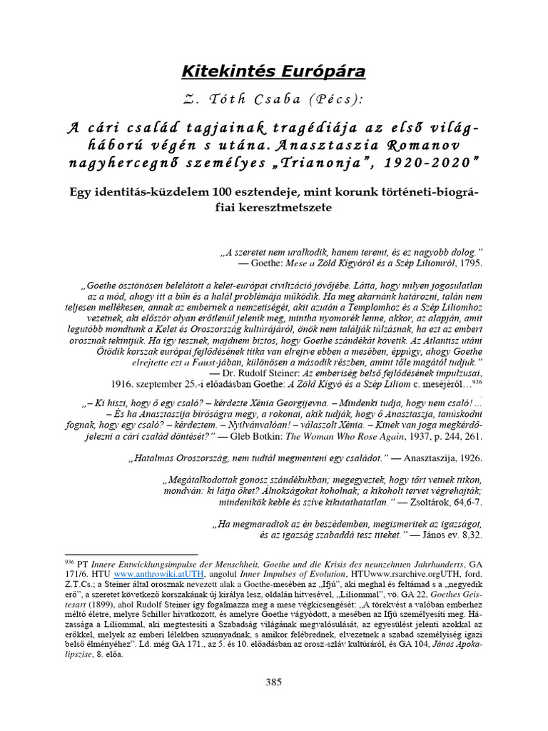 Z. Tóth Csaba - A Cári Család Tagjainak Tragédiája Az Első Világháború ...