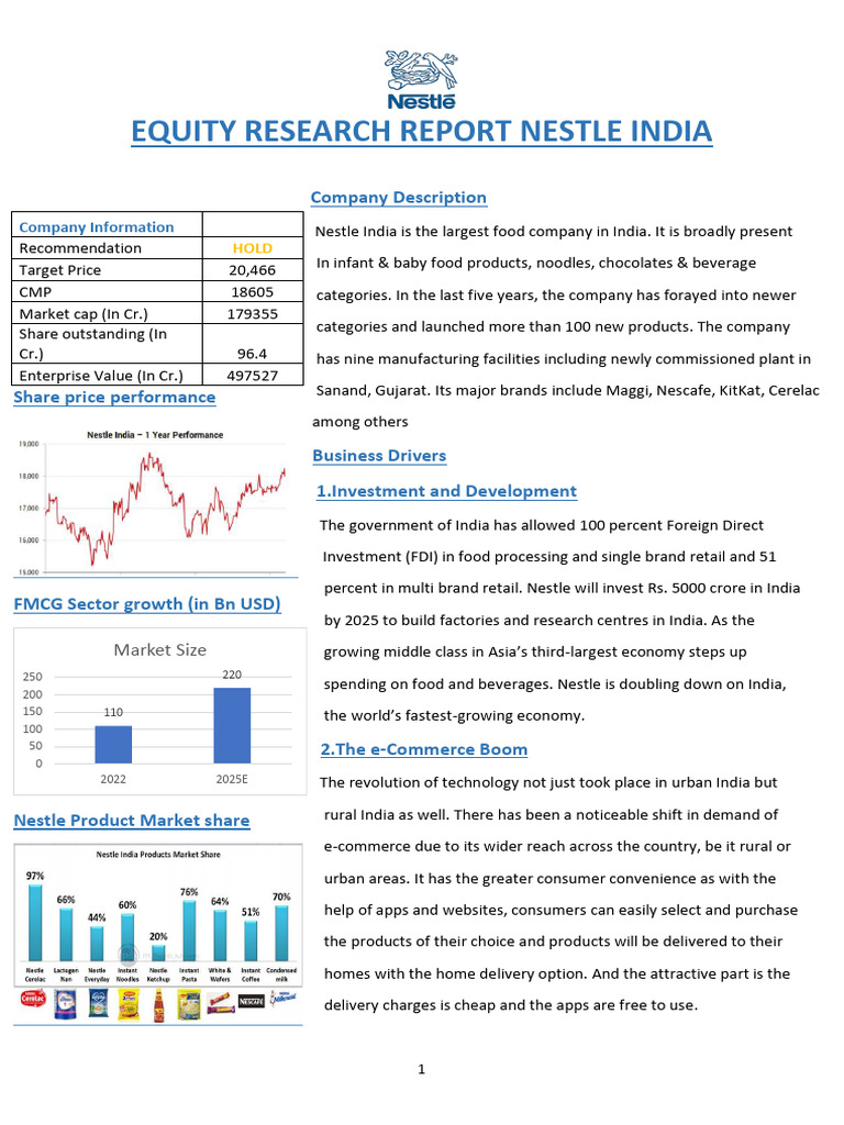 Nestle India Equity Research Report 2023 | PDF | Revenue | Nestlé