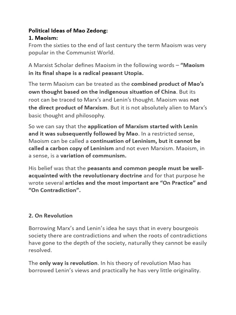 Mao Zedong's Political Philosophy Explained | PDF | Maoism | Marxism