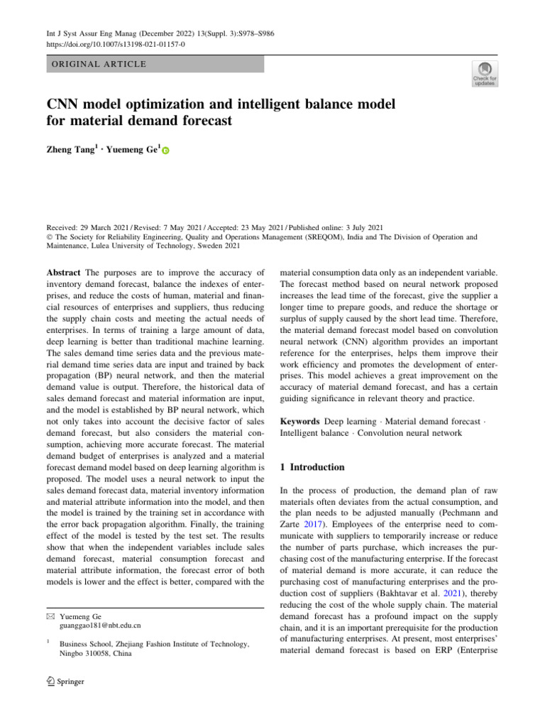 2021 CNN Demand Forecast | PDF | Forecasting | Artificial Neural Network