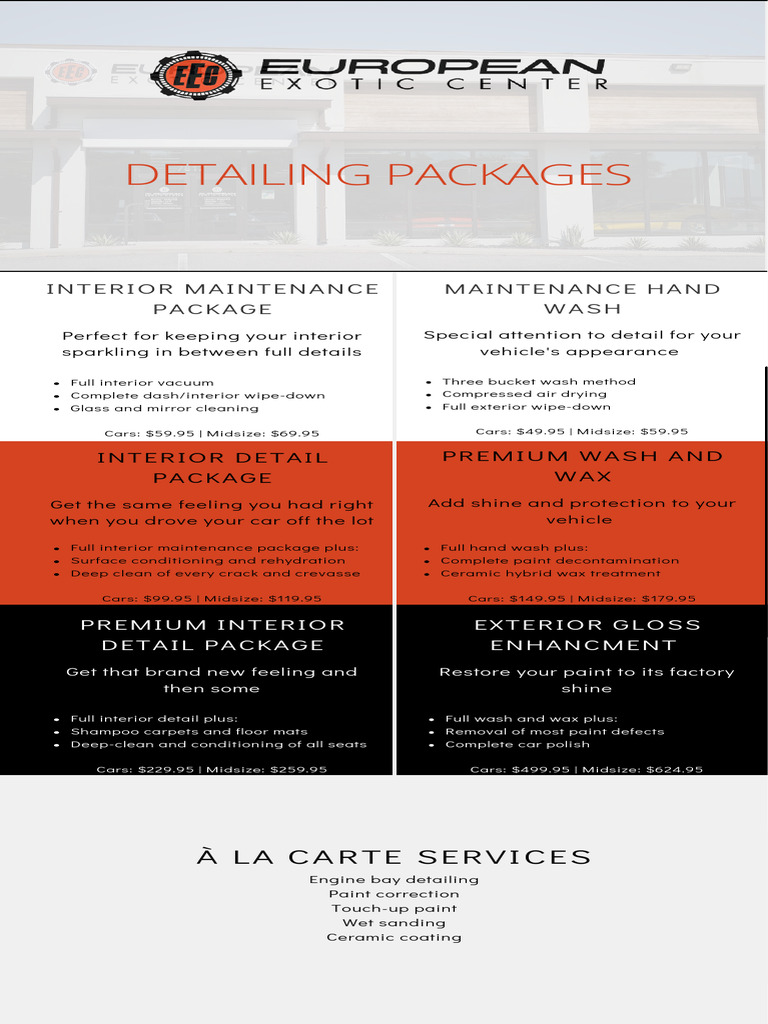 Detailing Packages Website | PDF | Paint | Vehicle Technology