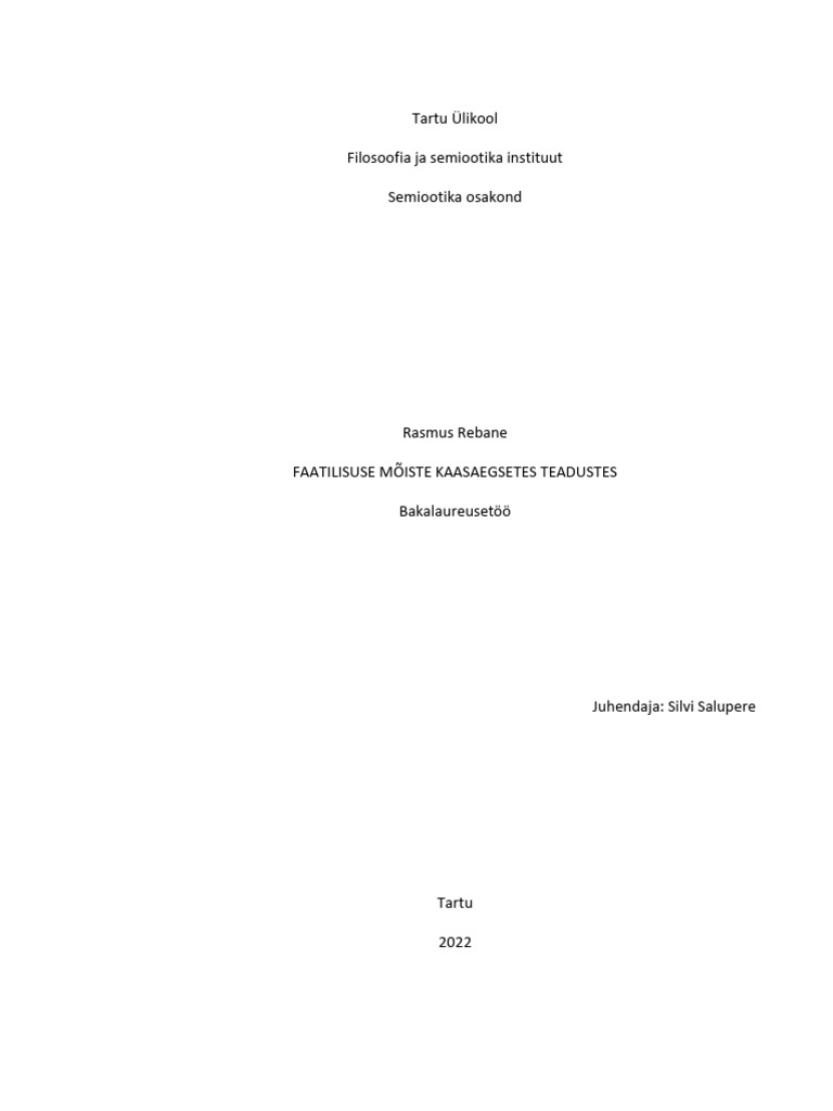 Rebane, Rasmus - Faatilisuse Mõiste Kaasaegsetes Teadustes 2022-04-21 | PDF