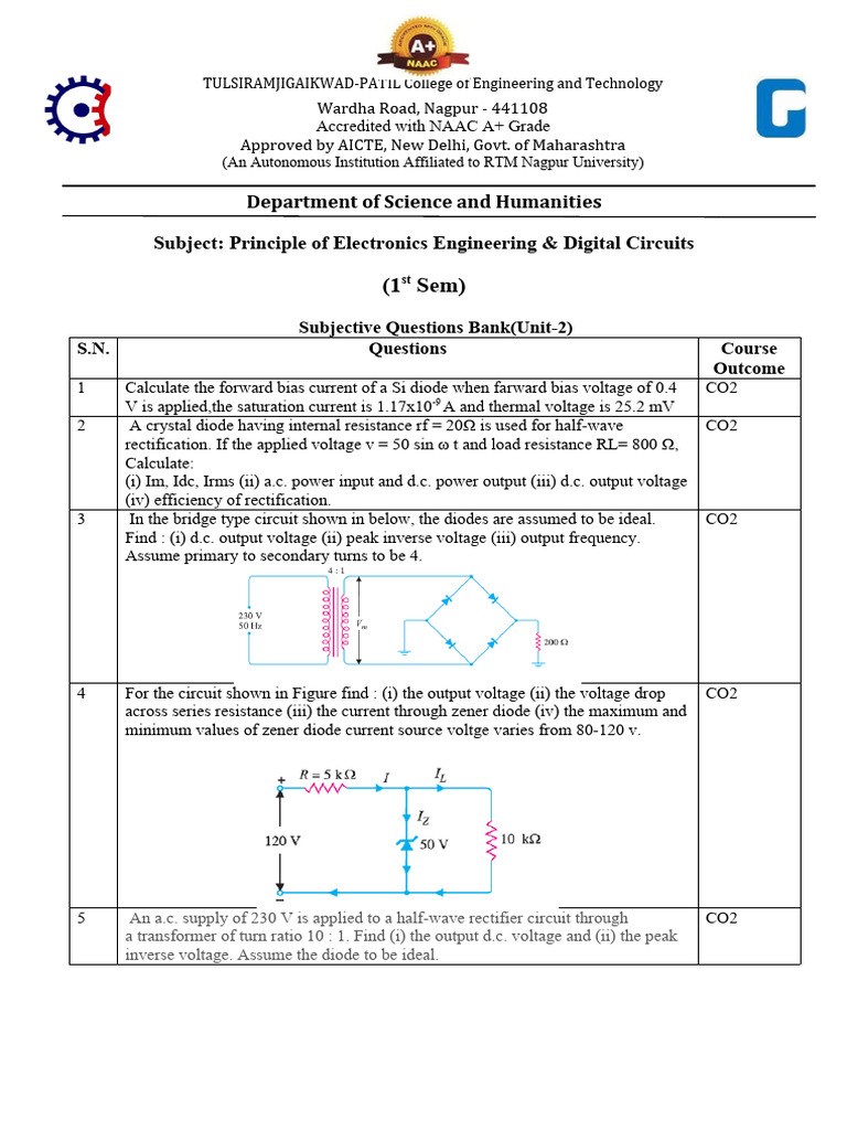 QB Unit 2 | PDF | Rectifier | Diode
