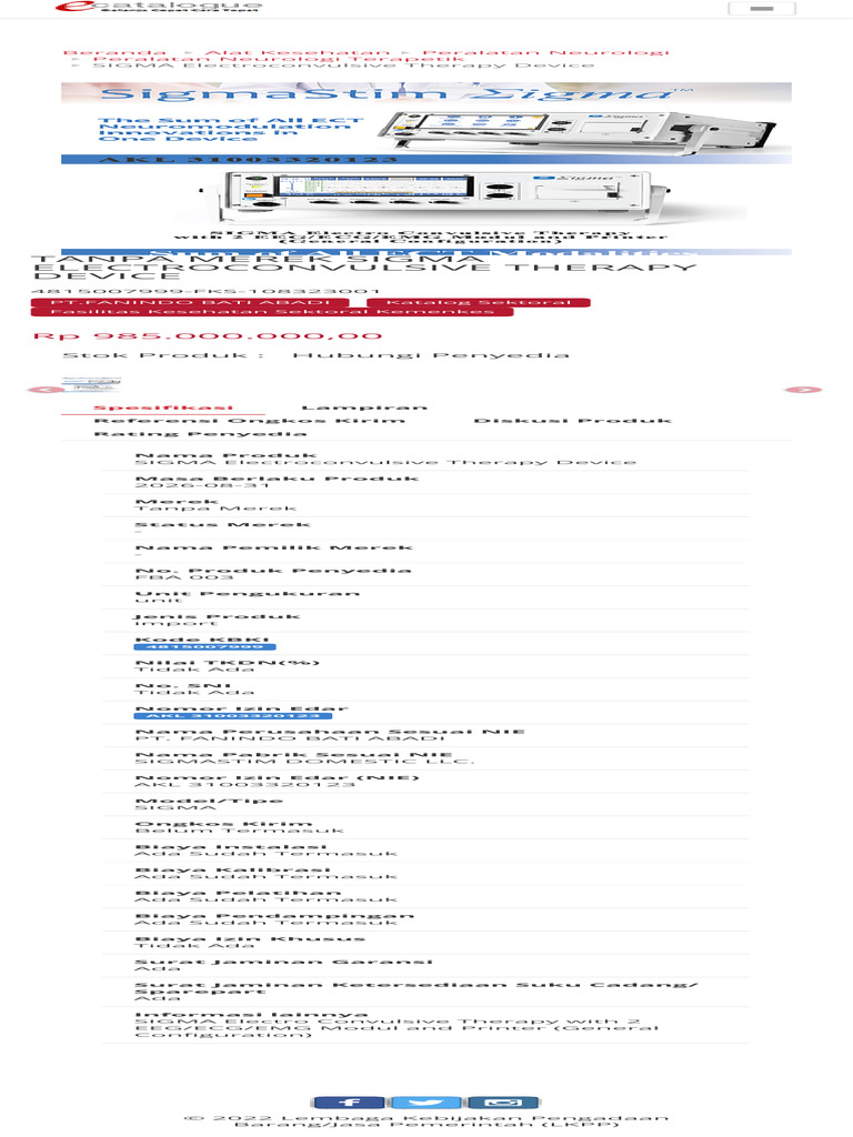 SIGMA Electroconvulsive Therapy Device E-Katalog 5.0 | PDF