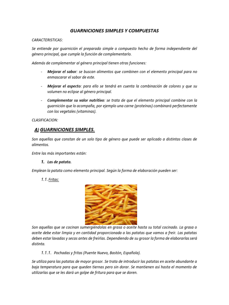 Guarniciones: Simples y Compuestas | PDF | Fritura | Cocinando