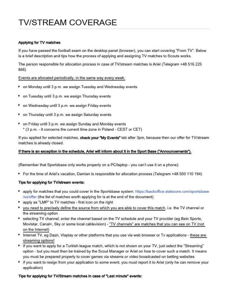 TV and Stream Coverage | PDF | Association Football | Europe