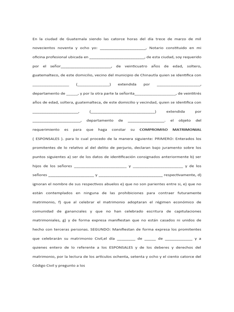 Acta de Compromiso de Matrimonio | PDF | Compromiso | Matrimonio