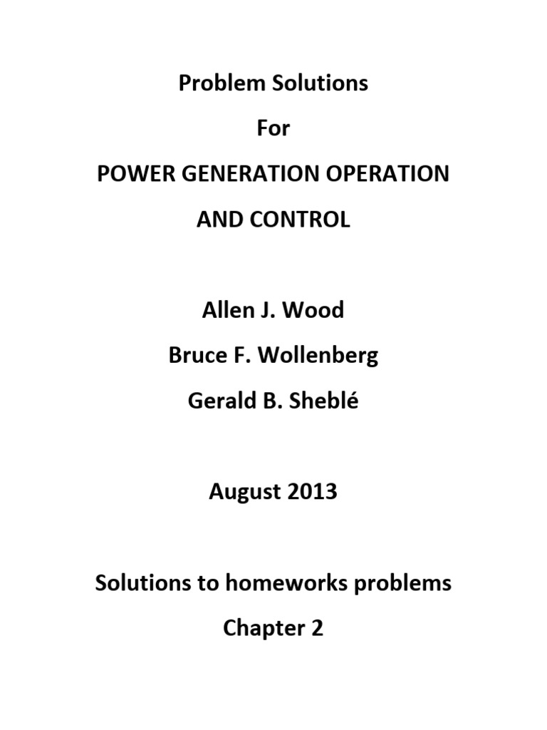 Problem Solutions For POWER GENERATION OPERATION AND CONTROL | PDF ...