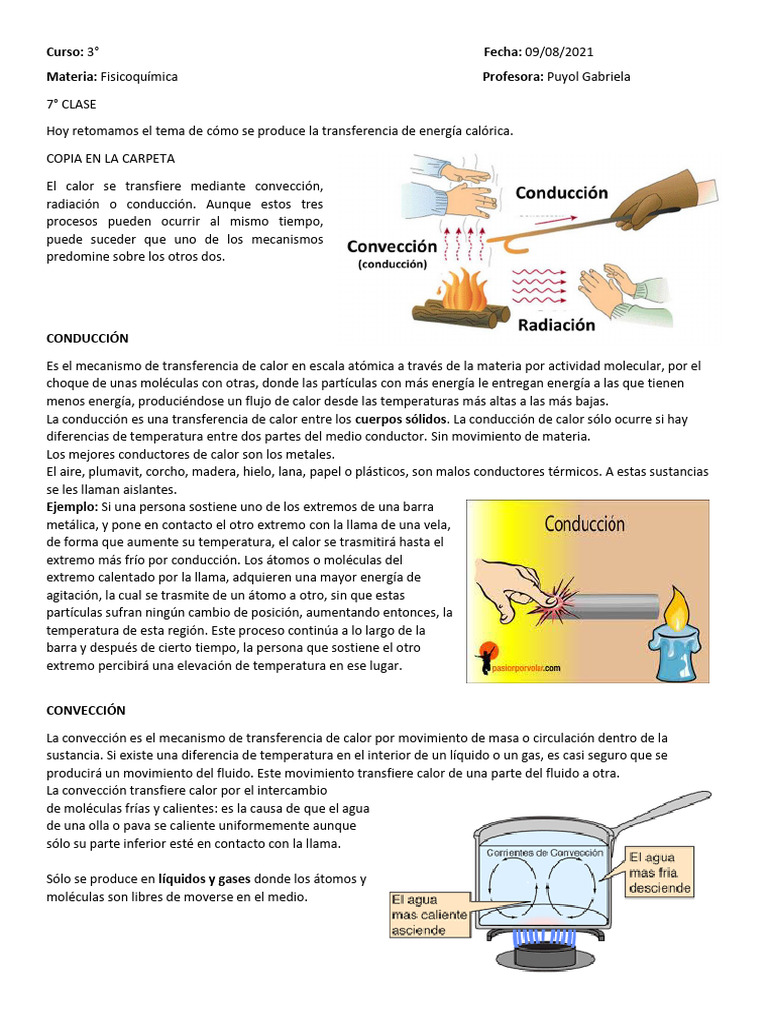 Clase 7 Transferencia Energía | PDF | Conduccion termica | Calor
