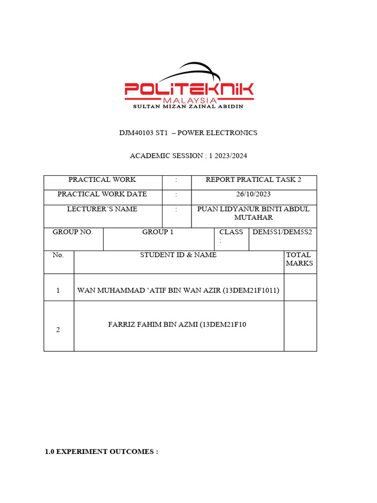 Lab 2 Power Electronic | PDF | Rectifier | Direct Current