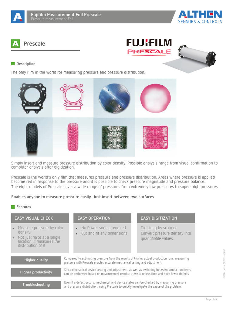 Fujifilm Measurement Foils Fujifilm Prescale en | PDF | Pressure ...