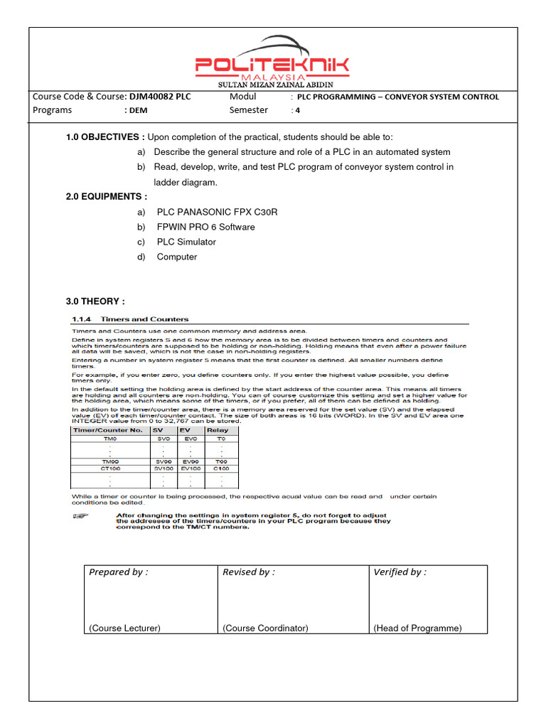 Lab 3 - Conveyor System Control | PDF | Programmable Logic Controller ...