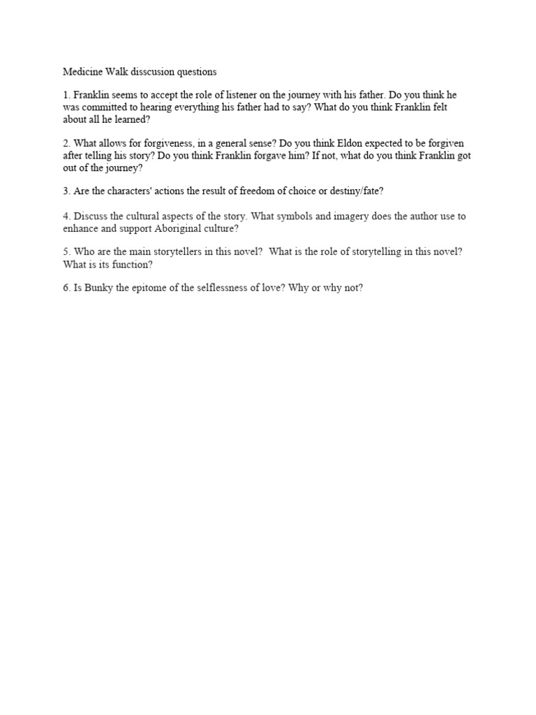 Medicine Walk Questions | PDF