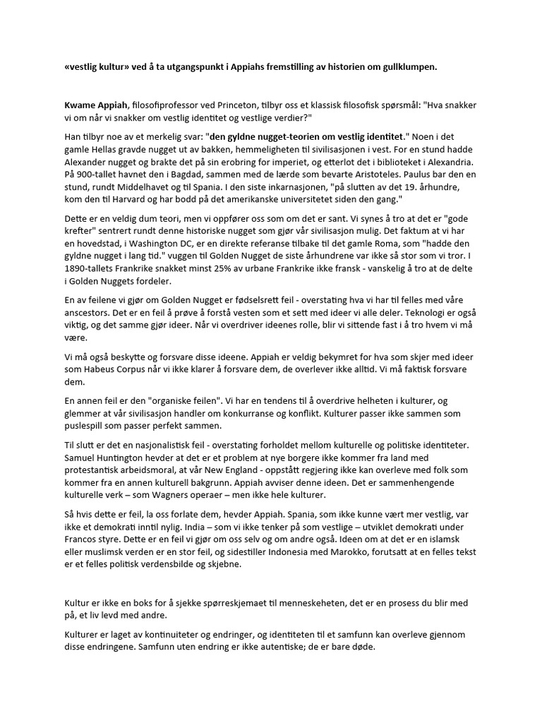 Vestlig Kultur Exphil | PDF