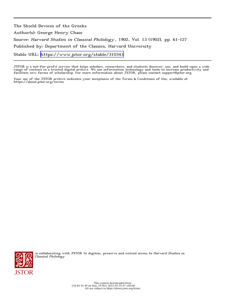 Chase ShieldDevicesGreeks 1902 | PDF | Mycenae | Archaeology