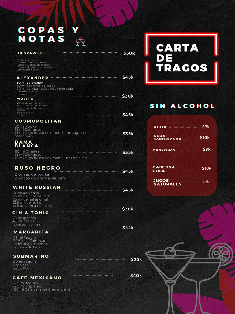 Carta de Tragos y Bebidas | PDF