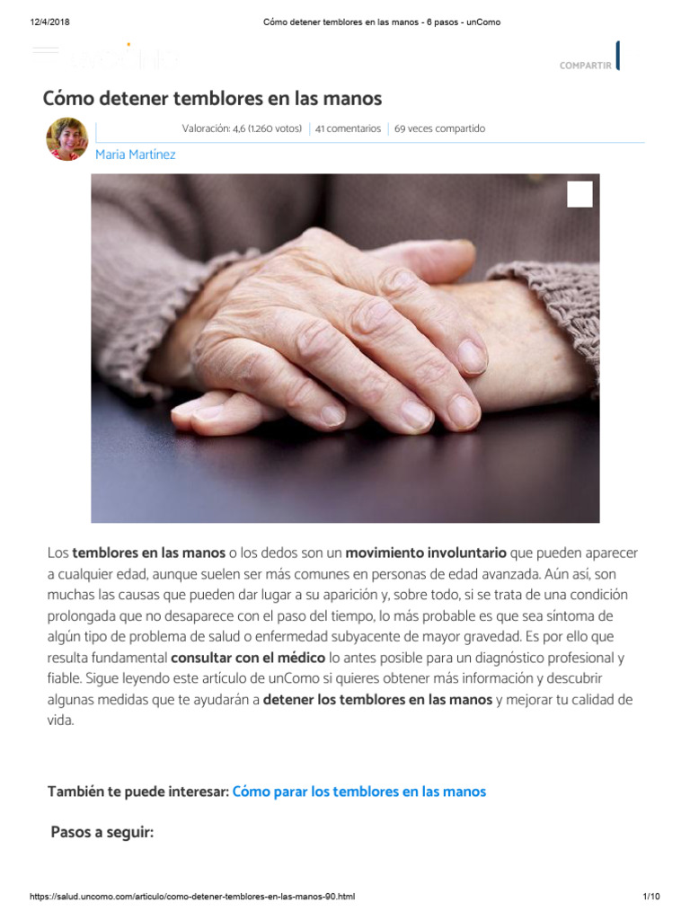Guía para Detener Temblores en Manos | PDF | Enfermedad de Parkinson ...