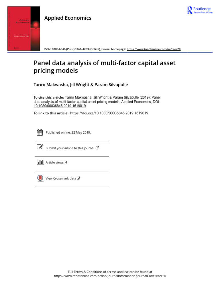 Panel Data Analysis of Multi-Factor Capital Asset Pricing Models | PDF | Capital Asset Pricing ...