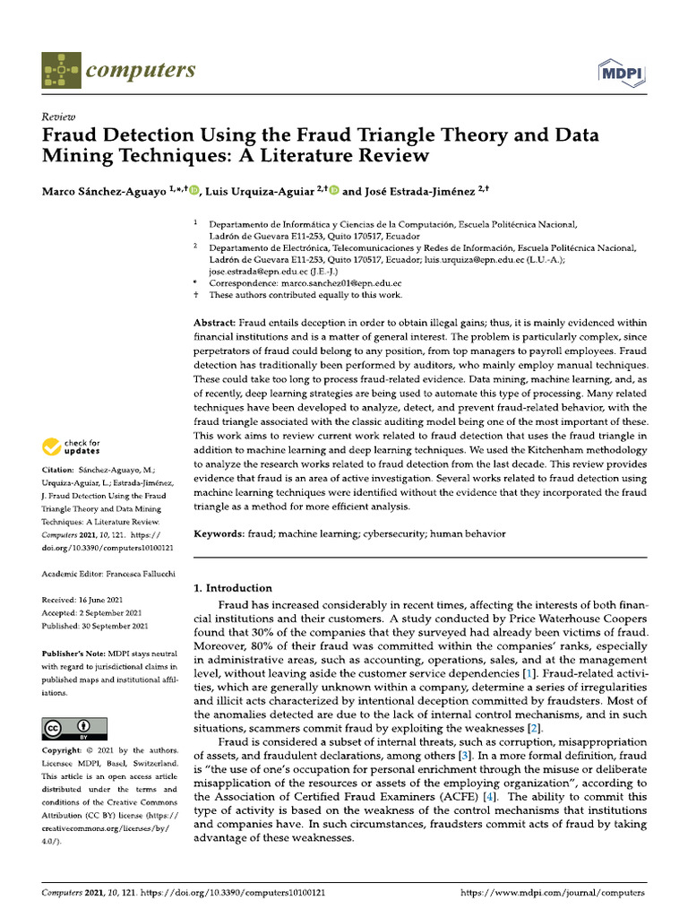 Fraud Detection Using The Fraud Triangle Theory and Data | PDF