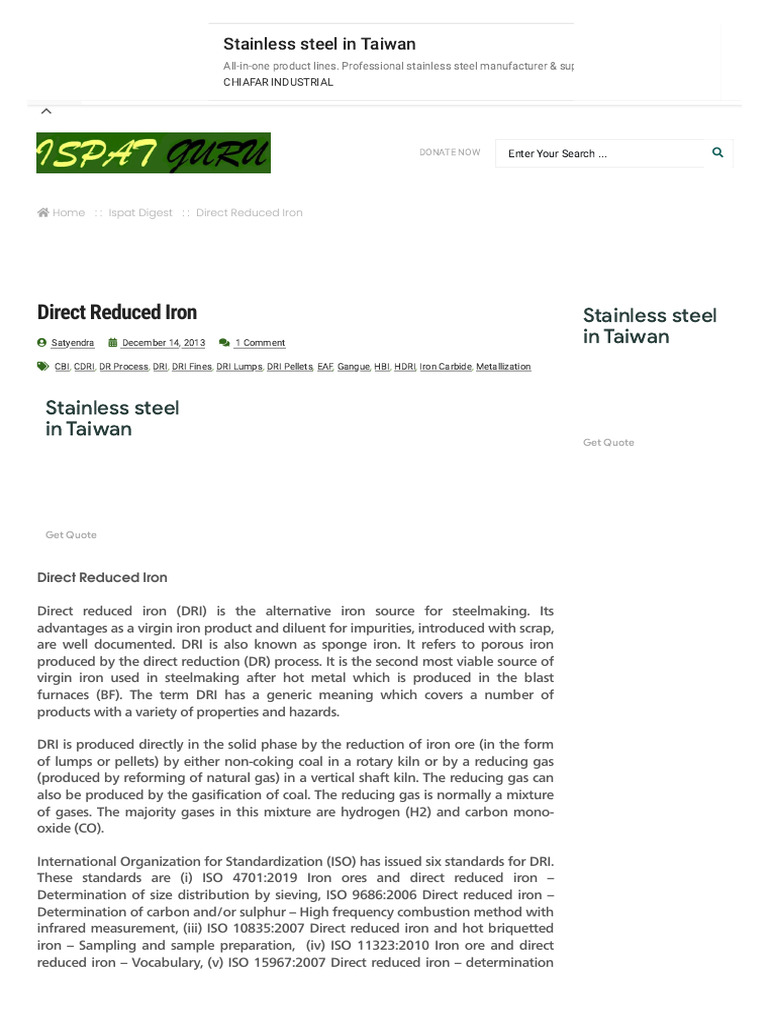 Direct Reduced Iron - IspatGuru | PDF | Steelmaking | Iron