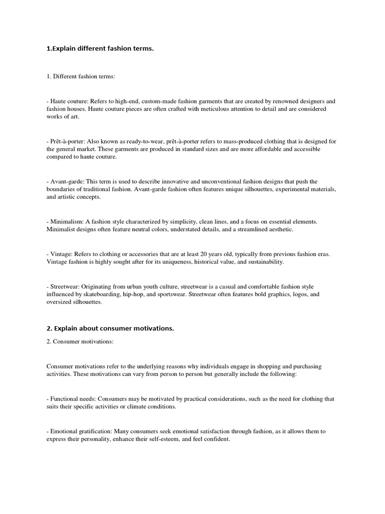 Fashion Styling & Fashion Design Questions and Answers | PDF | Fashion ...