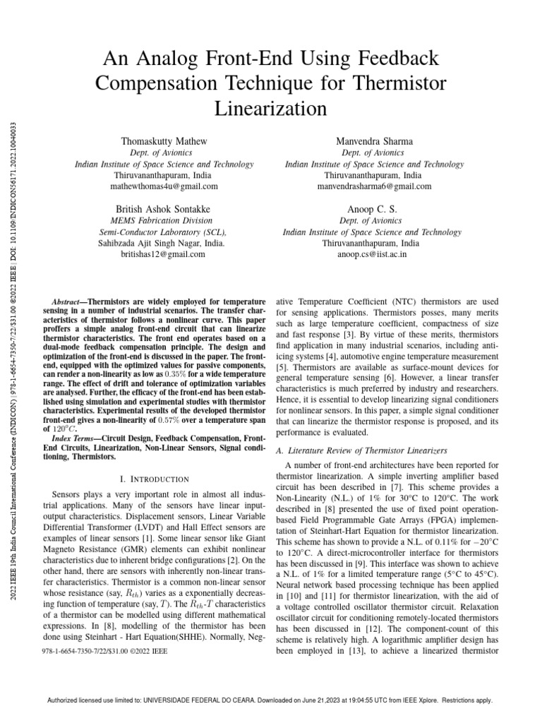 Thermistor Linearization Circuit Design | PDF | Electrical Network ...