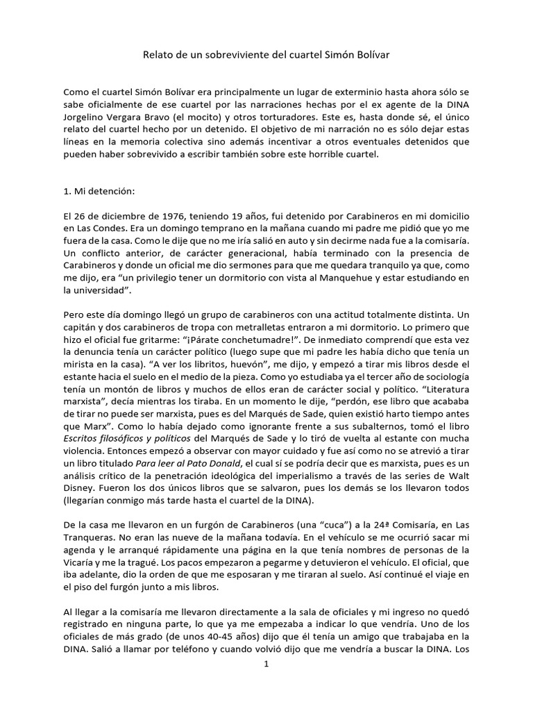 Cuartel Simon Bolivar de Eduardo Medina | PDF