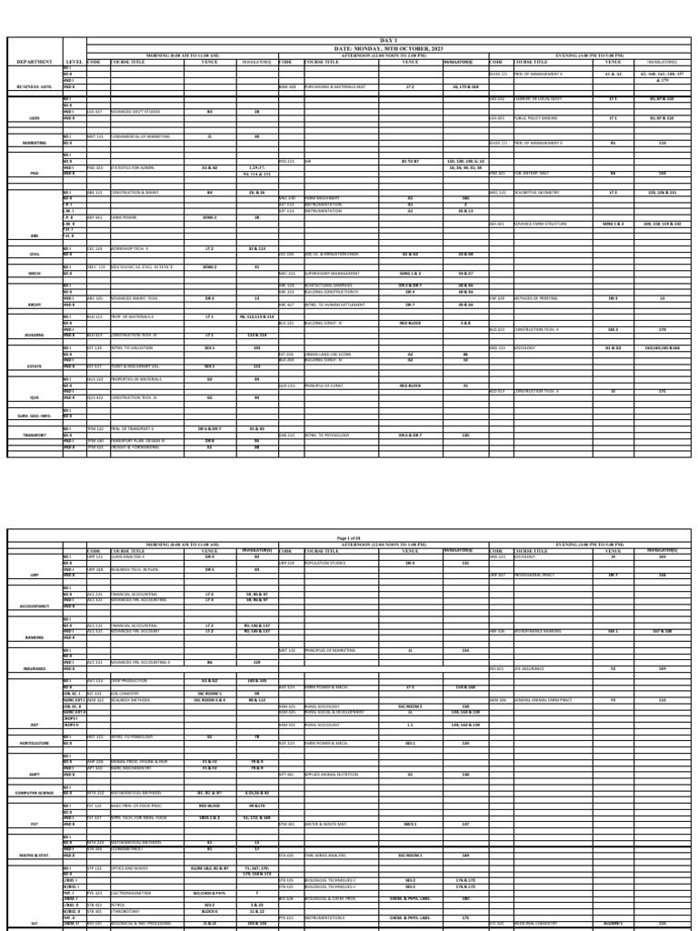 All Departments Second Semester Exam Time-Table For 2022-2023 Session ...