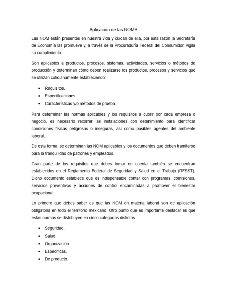Aplicación de Las NOMS | PDF | Seguridad y salud ocupacional | México